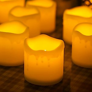 Furora LIGHTING Ivory Melting Style LED Votive Candles Pack of 12, Realistic Flickering Flame for Home and Party Décor, 2’’(W) x 2’’(H), Battery Operated