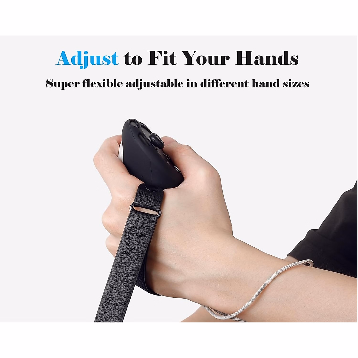 Nsiucion Controller Grips Cover for Meta Quest 3, Silicone Covers Protector with Adjustable Knuckle Straps, VR Accessories (1 Pair Black)