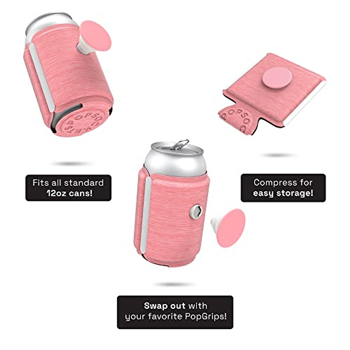 PopSockets PopThirst Can Koozie, Drink Holder, Koozies for Cans - Macaron Pink