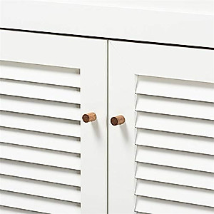 Baxton Studio Coolidge Modern and Contemporary Walnut Finished 11-Shelf Wood Shoe Storage Cabinet with Drawer