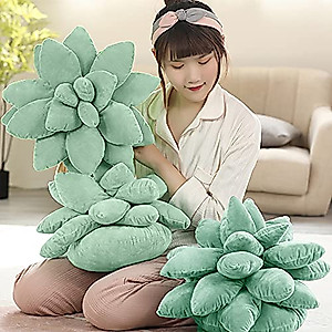 2Pack 3D Succulents Cactus, Cute Throw Pillows, Succulent Plush Green Flower, Plant Shaped, Novelty Succulent Pillows Decorative for Home Bedroom Room Decor (Dark Green)