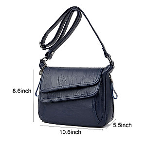 SYYHOME Crossbody Purses for Women PU Leather Hobo Shoulder Bags Travel Purses and Handbags Medium Pocketbooks (Navy Blue)