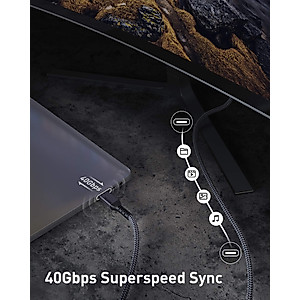 Maxonar [6.6Ft] Thunderbolt 4 Cable with 40Gbps Data Sync/100W Charging and 8K/5K@60Hz for Thunderbolt 4/3, USB4, and USB C Devices