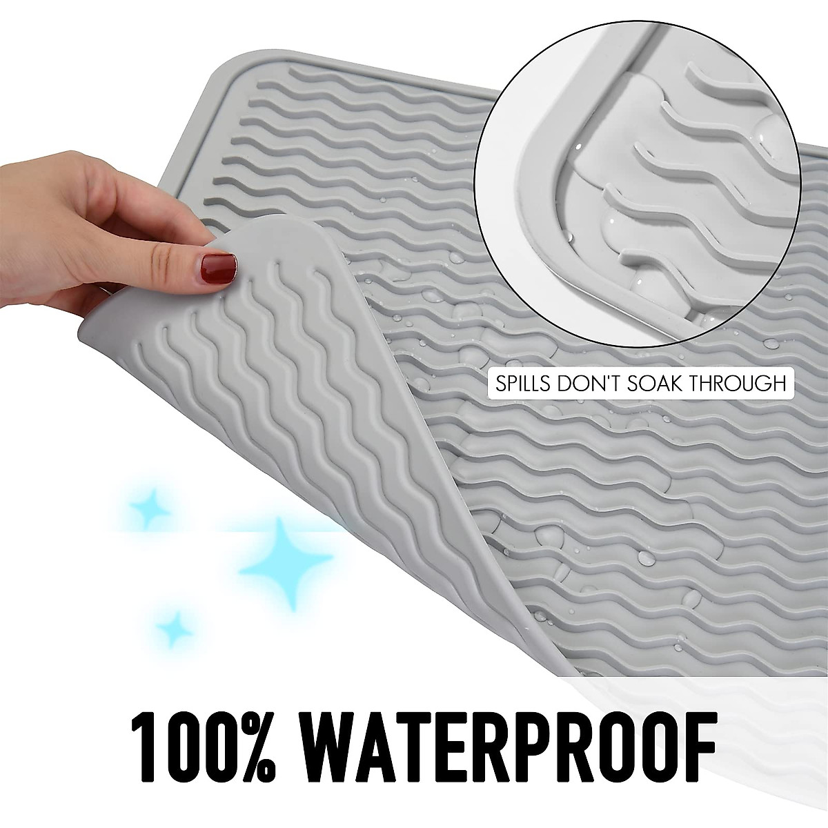 Kitchen Refrigerator Shelf Liners Non Adhesive 12x16 inch , Non Slip Drawer Cabinet Liner for Shelves , Fridge Mats Waterproof Washable 2 Pack