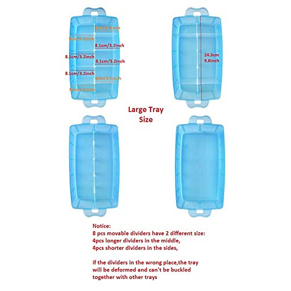 DJUNXYAN 3-Tier 30 Sections Transparent Stackable Adjustable Compartment Slot Plastic Craft Storage Box Organizer for Toy Desktop Jewelry Accessory Drawer Or Kitchen 4 Colors 3 Sizes(Large Orange)