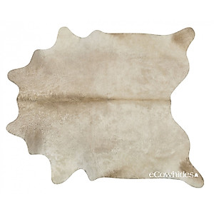 ecowhides Champagne Brazilian Cowhide Area Rug, Cowskin Leather Hide for Home Living Room (XXL) 8 x 7 ft