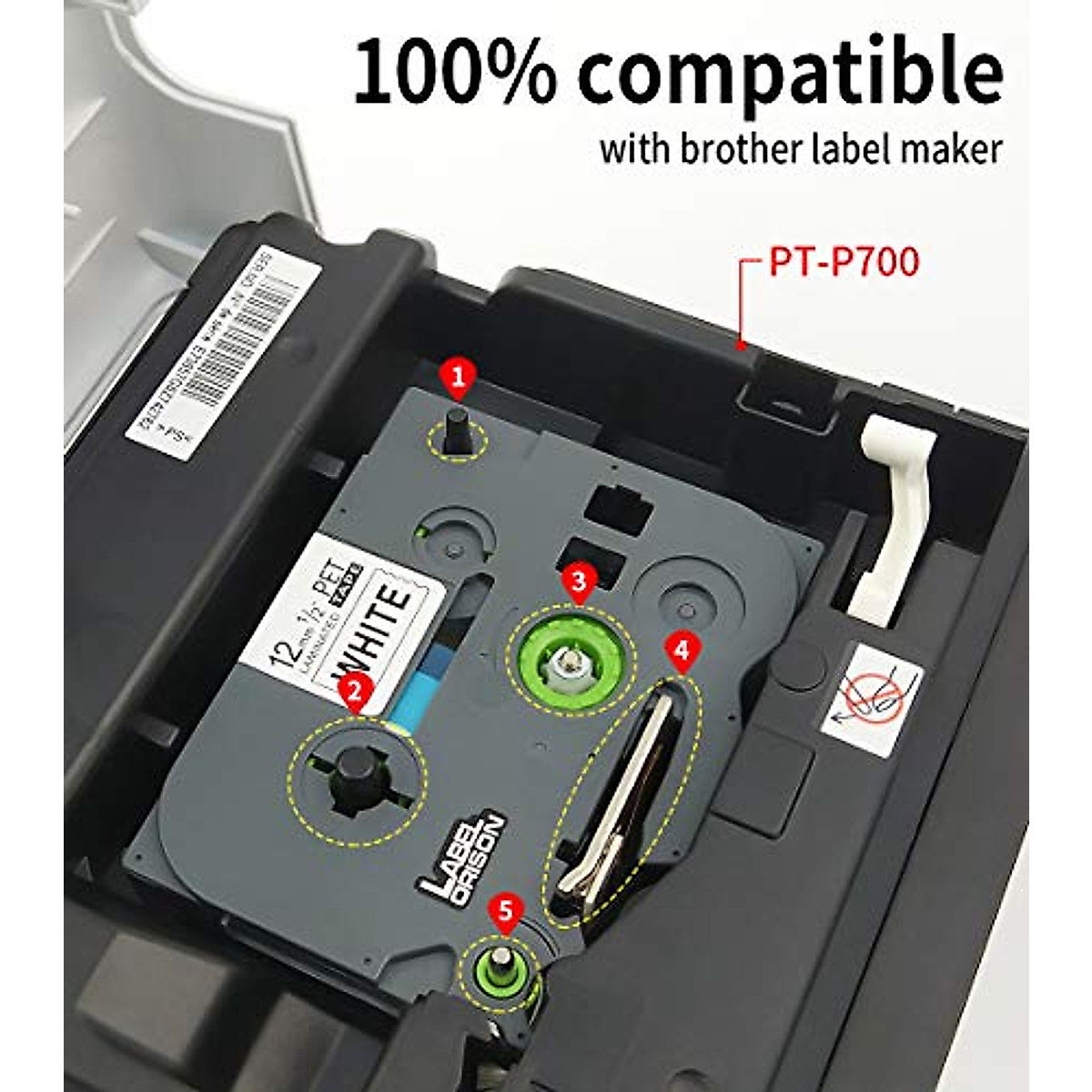 Label Orison Label Maker Tape Compatible with Brother P-Touch TZe-231 TZ231 TZe Tape Standard Laminated Cartridge for PT D210 H110 D600 1230PC 1280,Black on White,0.47 inch(12mm) x 26.2 Feet(8m),3PK