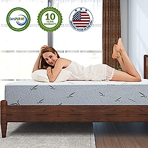 IULULU King Mattress, 10 Inch Memory Foam Mattress in a Box, Green Tea Gel Infused Mattresses with Breathable Bamboo Cover for Cool Sleep, Medium Supportive, CertiPUR-US Certified, White
