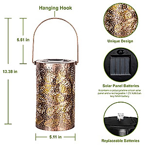 Large Solar Lanterns Outdoor Hanging Lantern Lights, 7.9" Tall LED Decorative Table Lights, Garden Decor Lights Waterproof for Patio, Yard, Pathway, Landscape