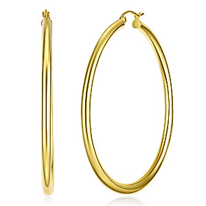 14k REAL Yellow Gold 3mm Thickness Hoop Earrings (55x 55 mm)