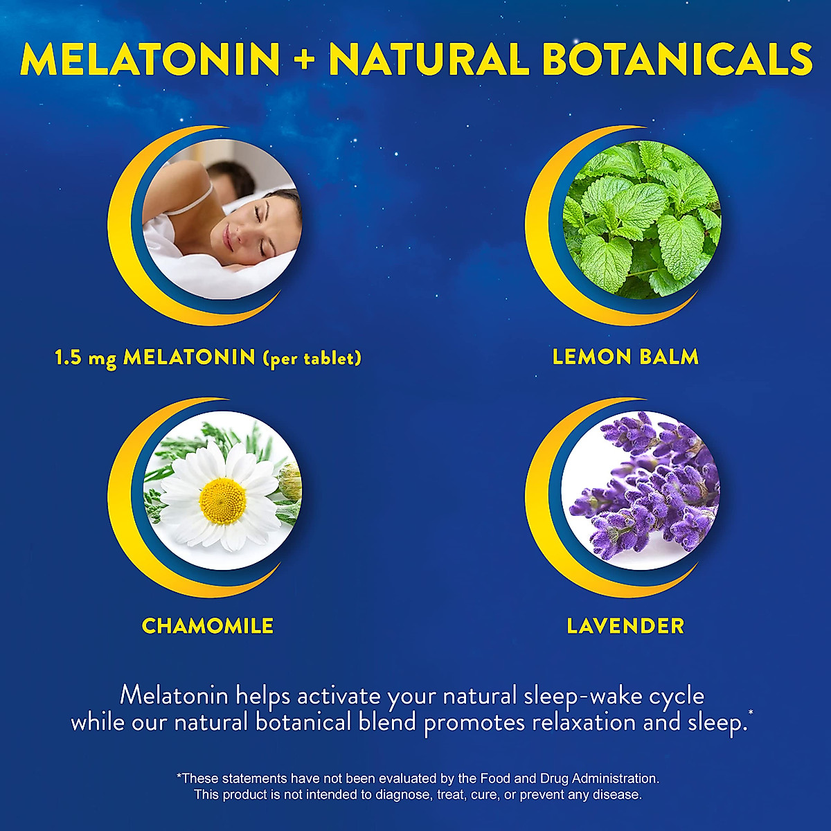 MidNite Back to Sleep Low Dose, 1.5 mg Melatonin Sleep Aid, Non-Habit Forming, Herbal Dietary Supplement for Adults, Drug-Free, Gluten-Free, Lactose-Free, Vegetarian, Vegan, 30 Quick Melt Tablets