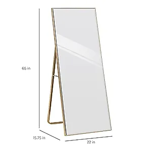 Best Choice Products Large 65x22in Full Length Mirror, Rectangular Hanging & Leaning Floor Mirror for Bedroom, Living Room, Vertical, Horizontal w/High Clarity, Beveled Edges, Anti-Blast Film - Gold