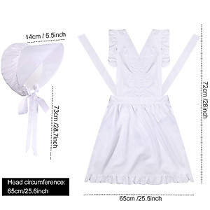 SATINIOR Halloween Retro Kitchen Apron and Bonnet for Women Thanksgiving Revolutionary Colonial Accessory(Fresh Style)