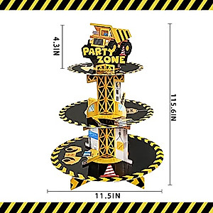 3 Tier Construction Birthday Cupcake Stand Construction Birthday Party Supplies for Construction Baby Shower Dump Truck Party Decorations