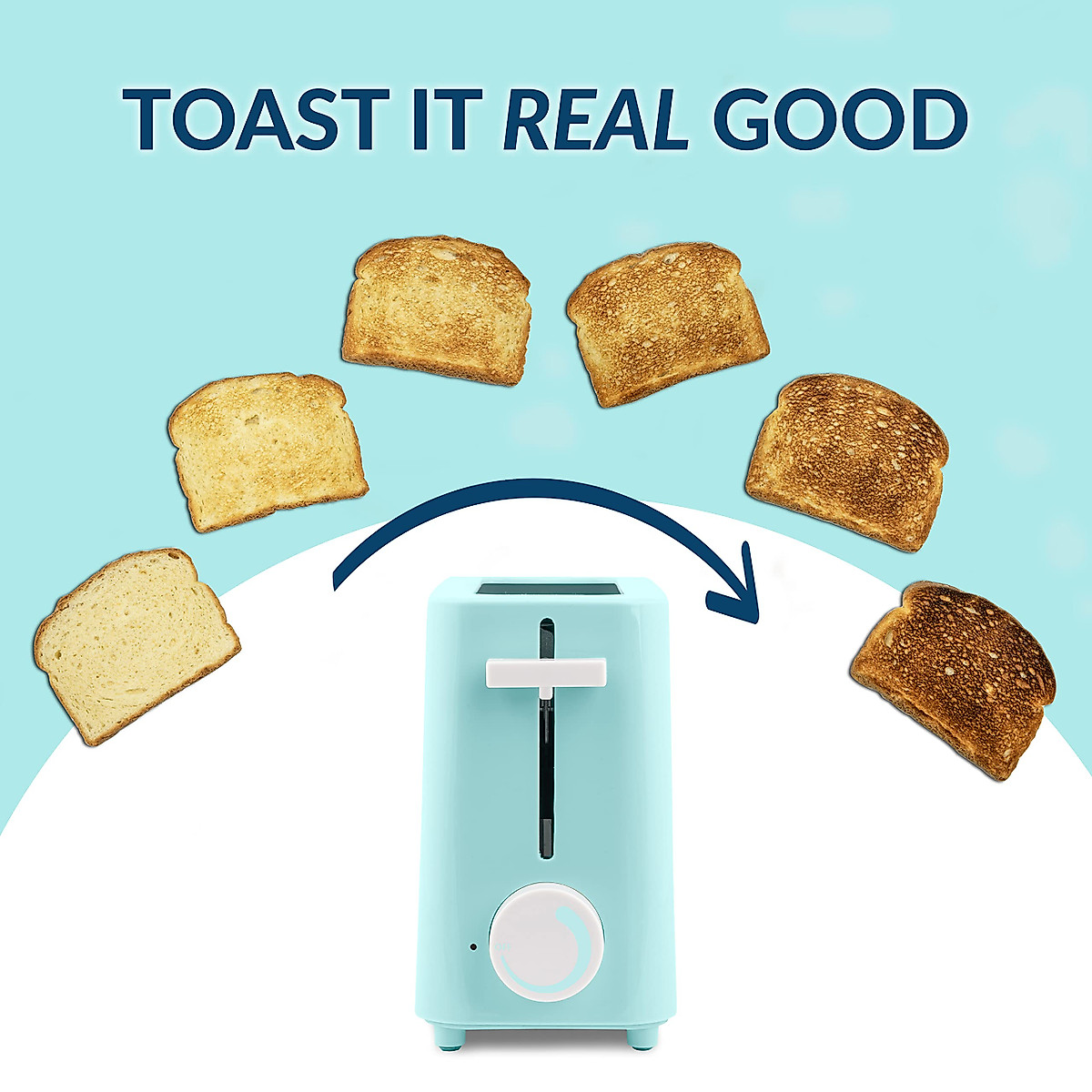 Nostalgia MyMini Single Slice Toaster, Extra Wide Slot, Adjustable Temperature, Removable Crumb Tray, Aqua