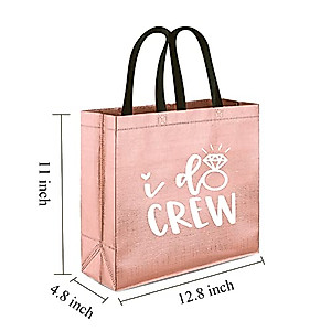 CUTERUI GIFTED 8pcs Rose Gold Gift Bags Set,I Do Crew Non-Woven Gift Bags for Bridesmaid Gifts,Bridal Party Gifts,Bachelorette Favors,Wedding Party Gifts(Rose Gold)