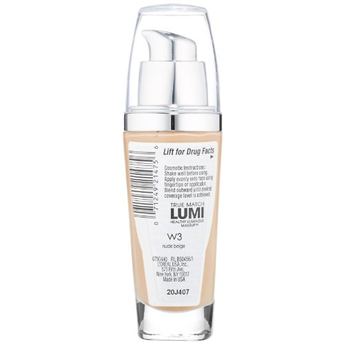 L'Oreal Paris True Match Lumi Healthy Luminous Makeup, W3 Nude Beige, 1 fl; oz.