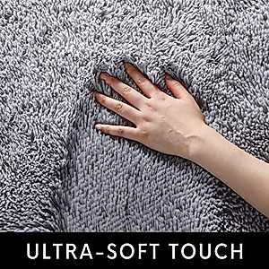 Vocrite Super Soft Fluffy Rug for Bedroom, 4'x6' Grey Shag Shaggy Area Rugs, Non-Slip Plush Furry Throw Carpet, Modern Cozy Rectangle Rug for Bedroom Classroom Nursery Dorm Living Room, Gray
