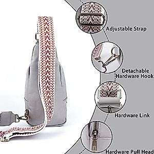 Women Chest Bag Fashion Sling Bag Small Crossbody PU Leather Daypack Satchel Backpack Adjustable Shoulder Strap for Lady Shopping Travel (Grey 1)