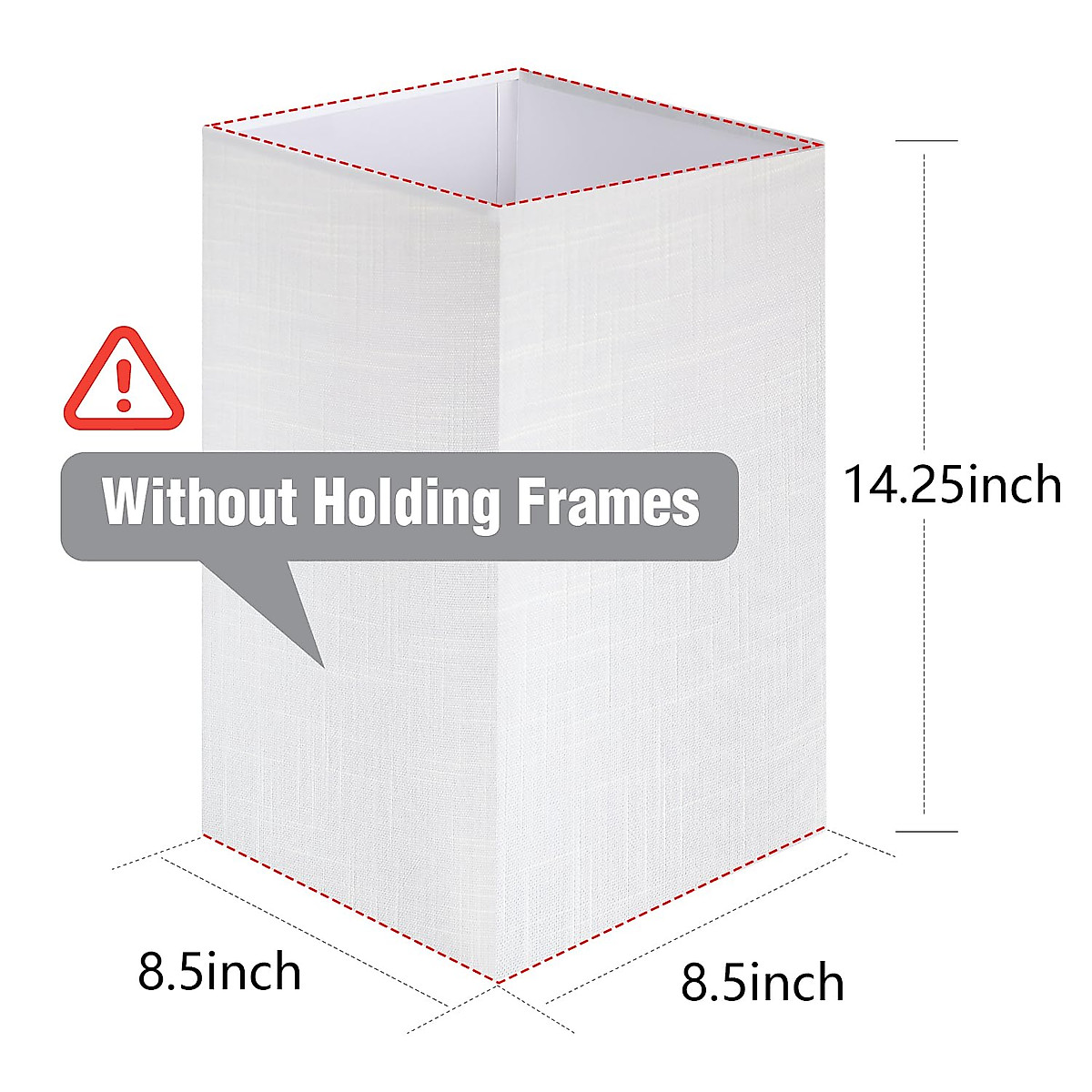 OUTON White Linen Texture Lamp Shade 16 x 8.5 x 8.5 inch for Shelf Floor Lamp