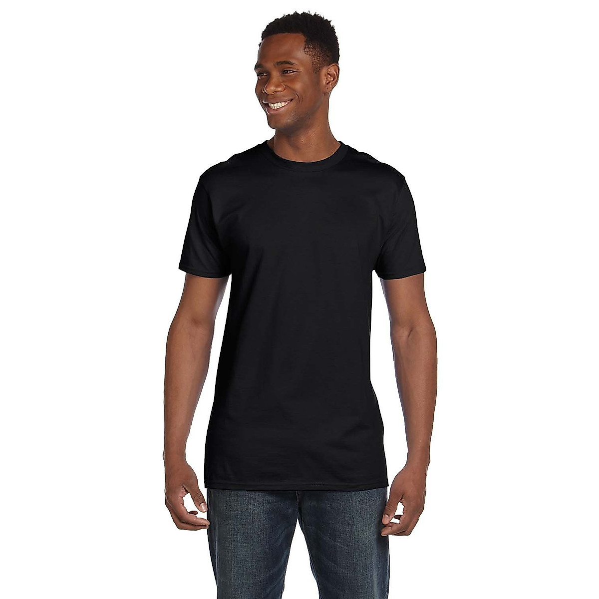 Hanes 4.5 oz., 100% Ringspun Cotton nano-T T-Shirt, Large, BLACK