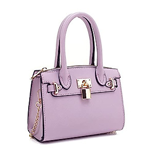 EVVE Women's Evening Bag Party Clutches Mini Satchel Purses Cocktail Prom Handbags with Chain and Lock | LAVENDER