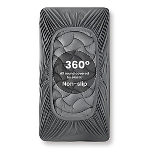 SLEEP ZONE Cooling Twin Mattress Topper for Single Bed, Premium Zoned Cool Mattress Pad Cover, Padded Mattress Protector Breathable Washable, Deep Pocket 8-21" (Grey, Twin, 39 x 75)