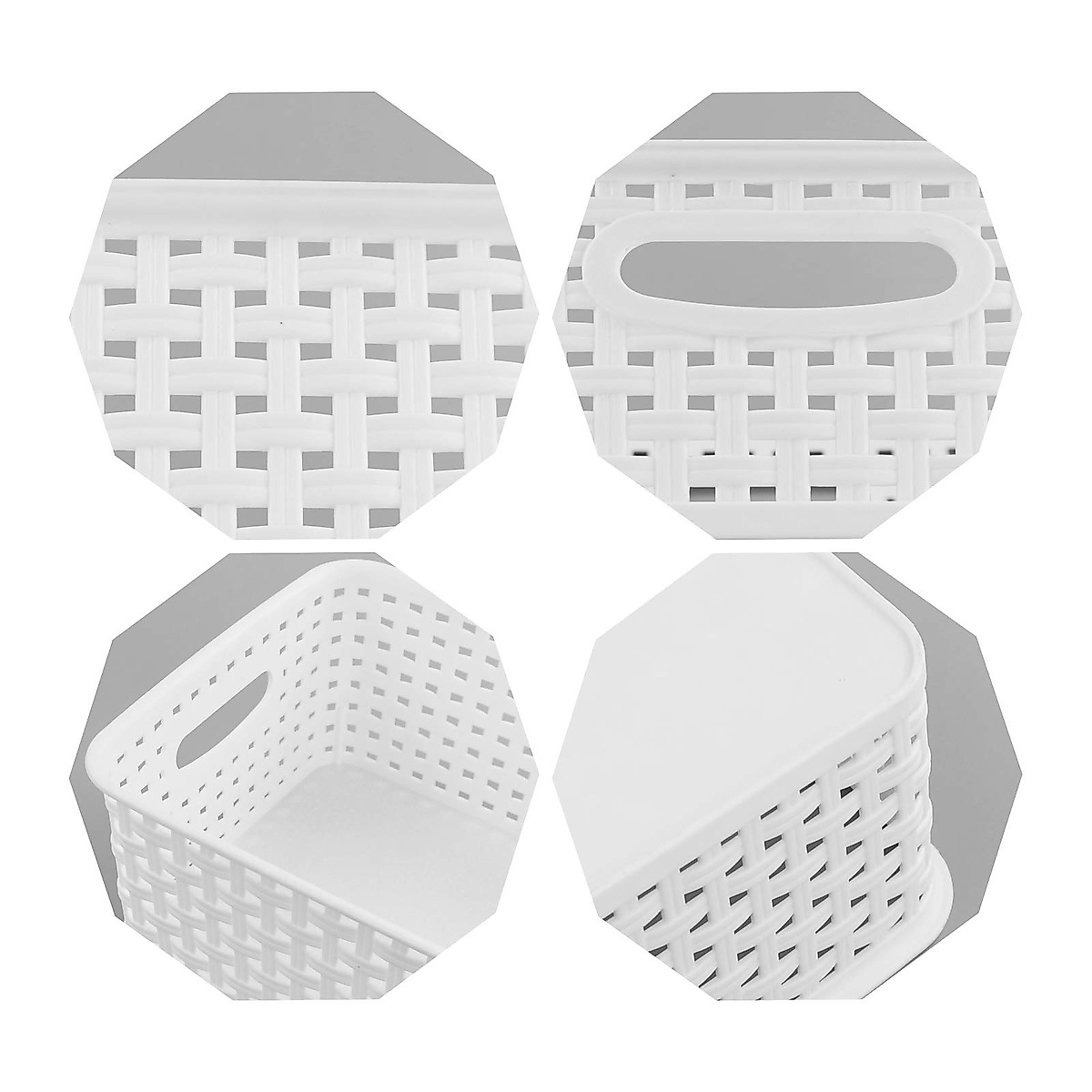 Neadas Plastic Weave Storage Basket, Plastic Shelf Basket Bin, 6 Packs