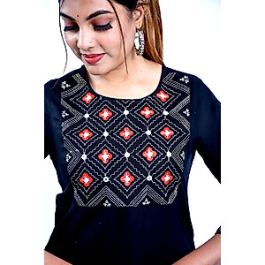 Vihaan Impex Black Kurti for Women Kurta Set with Pant 3/4 Sleeve