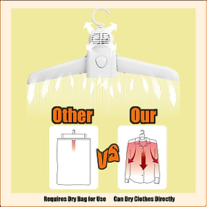 Travel Mini Dryer for Clothes, Portable Clothes Dryer Rack with Removable Clothes Hanger and Shoe Dryer, 2 Levels of Hot Air Drying, Electric Dryer for RVs Apartments white