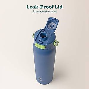 REDUCE Aura Vacuum Insulated 26 oz Water Bottle - Leak-Proof & Chug Spout for Quick Hydration - Keeps Drinks Cold for 30 Hours - Removable Handle for Travel or Gym - Soft Sit Base - Mineral Blue