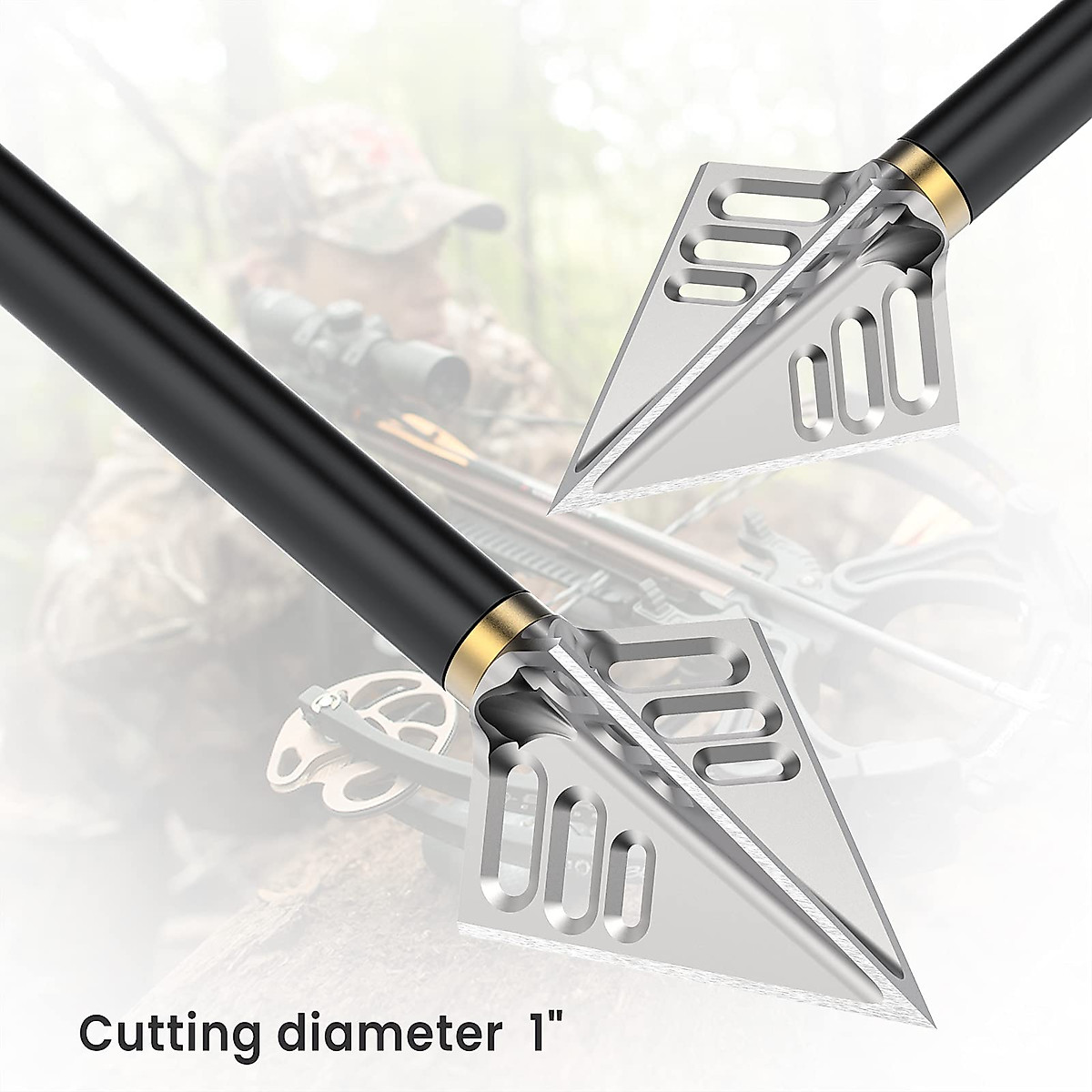 OTW Hunting Broadheads, 3 Fixed Blades 100 Grain Archery Broad Heads Archery Broadheads for Small Game Crossbows and Compound Bow Arrows(6 Pack-1)