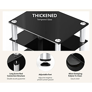 FITUEYES 4-Tier Media Stand Audio/Video Component Cabinet with Glass Shelf for/Apple Tv/Xbox One/ps4 Panda Silver Color