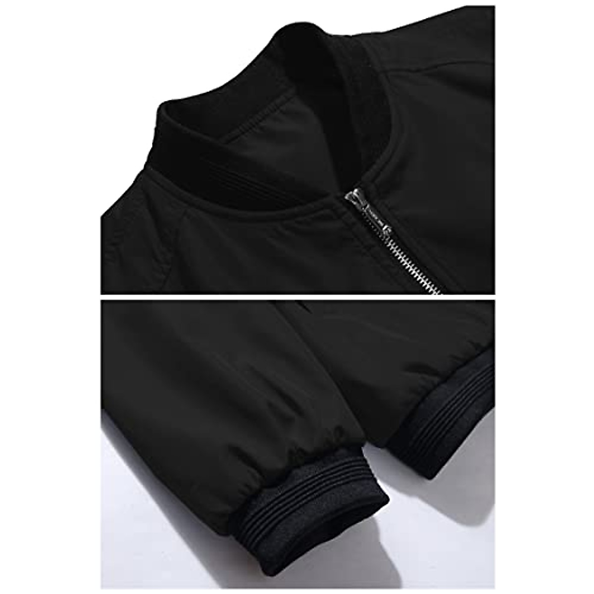 Ginsiom Men’s Bomber,Medium Weight Stylish Varsity Windbreakers Zippered Vintage Coat 2023 Trendy Black Size 2XL