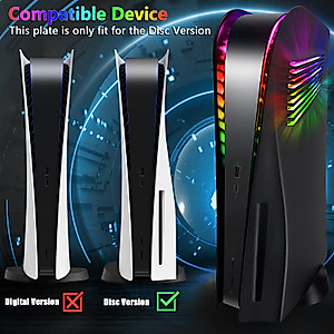 PS5 Console Plates with Vent and RGB LED Light Strip, SIKEMAY Accessories 400+ Effects LED Light Ring Console Cover for PlayStation 5, PS5 Side Plates Hard Shockproof Anti-Scratch Shell