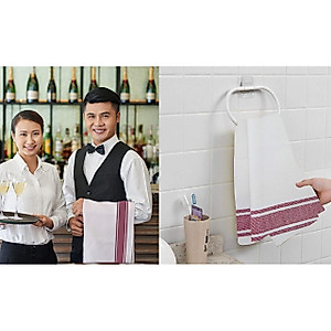 Tiny Break 100% Natural Cotton Kitchen Towel 17 x 27 Inch, 12 Pack, White with Red Stripe