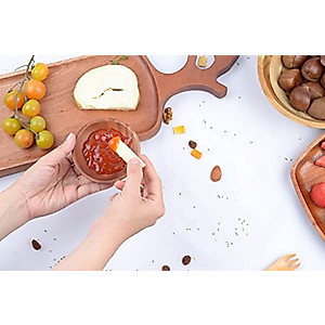 VieWood Mini Wooden Bowl Set of 4 (3.54" Diameter x 0.78" Height) for Condiments, Dip Sauce, Ketchup, Small Wood Bowl for Jam, little Prep, Olive (Round)