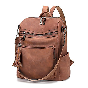 OPAGE Leather Backpack Purse for Women Fashion Tassel Ladies Shoulder Bags Designer Large Backpack Travel Bag