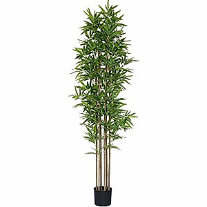 SOFTFLAME 6ft Bamboo Artificial Tree, Faux Bamboo Plant, Artificial Plant with 6 Trunks, Ideal for Home Office Indoor Decoration