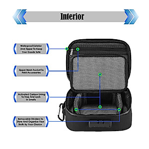 Egooz Large Smell Proof Storage Bag with Combination Lock - Waterproof FSmell Proof Storage Case for Travel and Home, Food Storage Box for Storing Your Products, Black