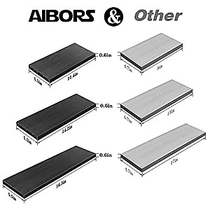 AIBORS Floating Shelves for Wall, Rustic Wood Wall Shelves Decor Set of 3 for Bedroom, Bathroom, Living Room, Kitchen, Office, Laundry Room (Black)