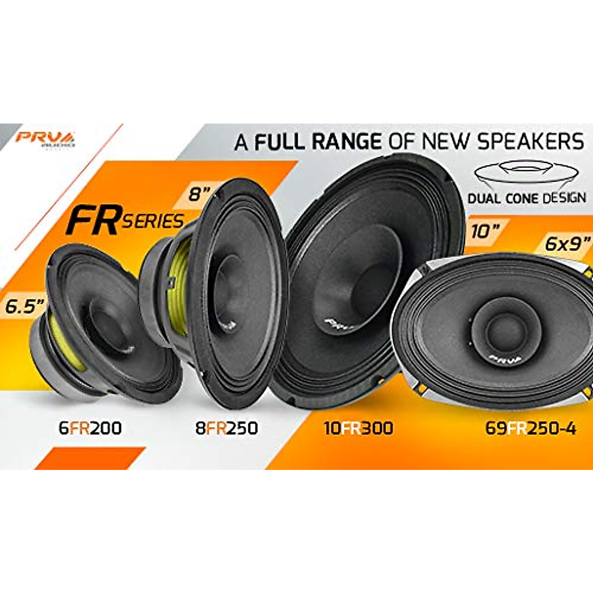 PRV AUDIO 8FR250 8 Inch Full Range Speaker, 8 Ohms, 250 Watts Continuous Program Power, 125 Watts RMS Power, 93.5 dB, Full-Range Driver Loudspeaker for Pro Audio Systems (Single)