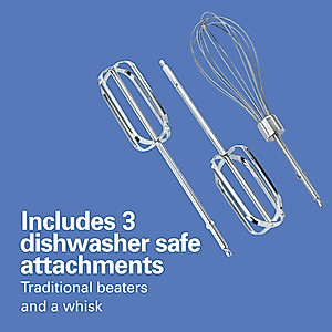 Hamilton Beach 6-Speed Electric Hand Mixer with Snap-On Case, Beaters, Whisk, Black (62692)