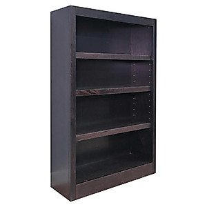 BOWERY HILL Traditional 48" Tall 4-Shelf Wood Bookcase in Espresso