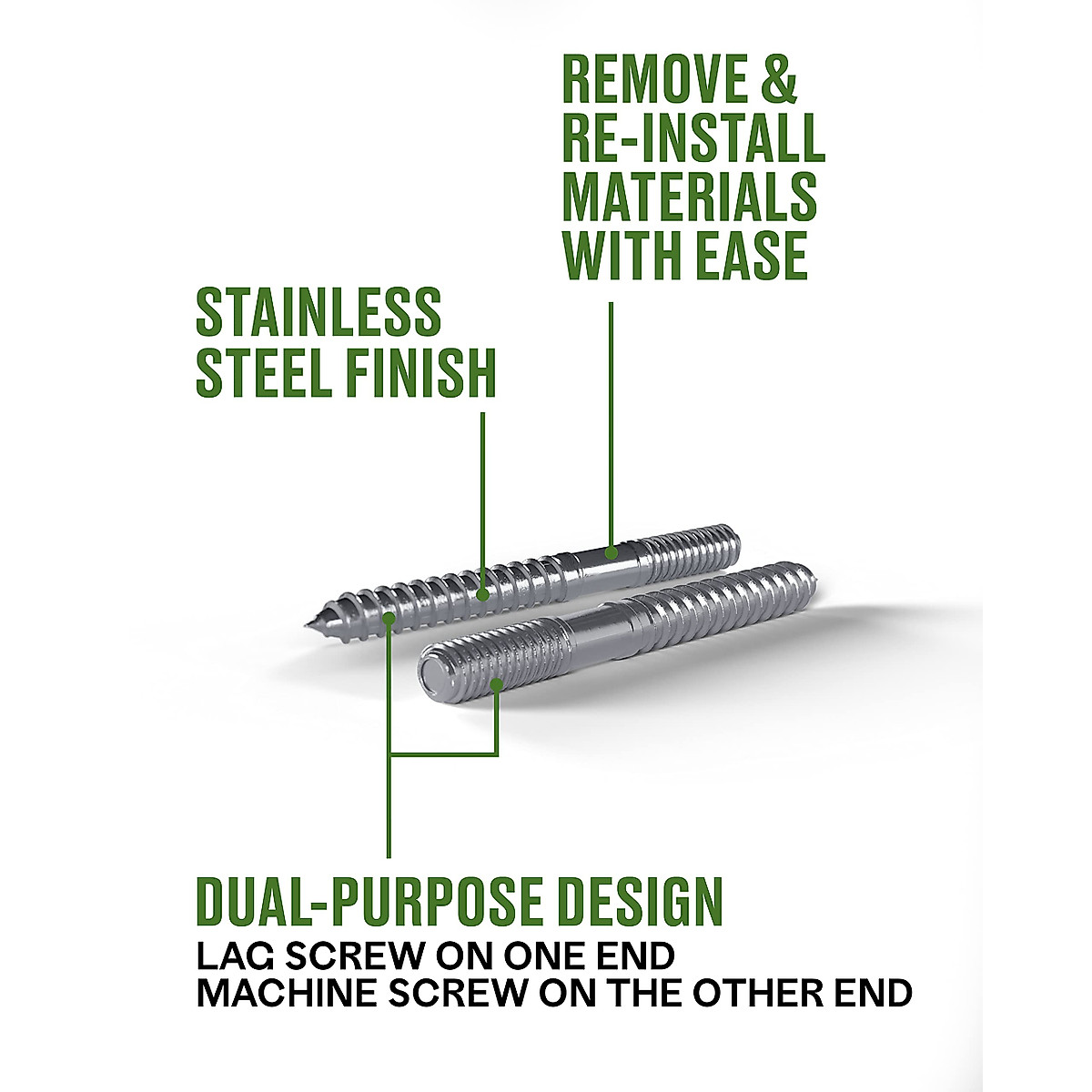 Hillman Group Hanger Bolt, Hurricane Hardware, 25 Pieces, Rust-Resistant, Durable, Headless Fasteners, (1/4" x 2 1/2") Stainless Steel (707316)