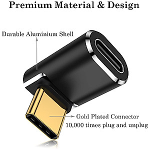 AuviPal 90 Degree USB C Adapter (4 Pack), USB Type C Right Angle Connector for Steam Deck, ROG Ally, MacBook, Notebook, Smart Tablet & Phone and More - Black