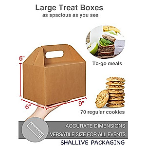 Shallive 15 Pcs Large Treat Boxes 9x6x6 Inch Brown Gable Gift Boxes with Handle Kraft Lunch Boxes Recycled Paper Gift Bags Take Out Cookie Boxes Welcome Boxes Candy Bags For Wedding Baby Shower Birthday Party Supplies