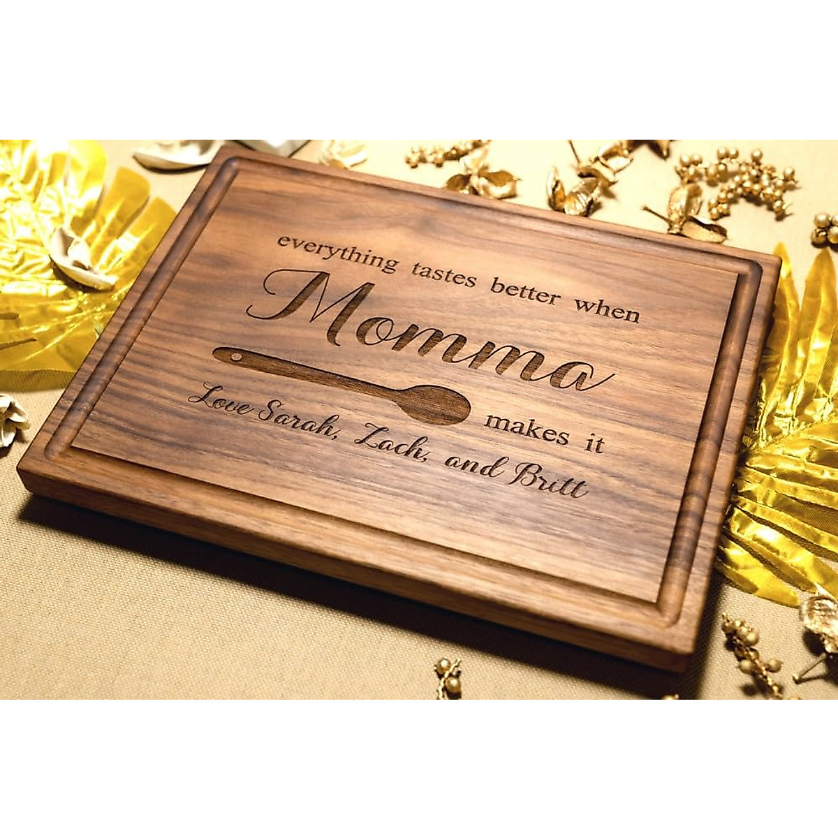 Walnut Artisan Personalized Cutting Boards, Custom Mother's Day Gift Idea, Wood Engraved Charcuterie Cheese Board for Grandmother, Momma Design 107
