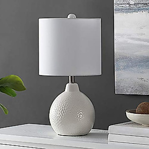 SAFAVIEH Lighting Collection Memphis Modern Contemporary Ivory Ceramic 20-inch Bedroom Living Room Home Office Desk Nightstand Table Lamp (LED Bulb Included)