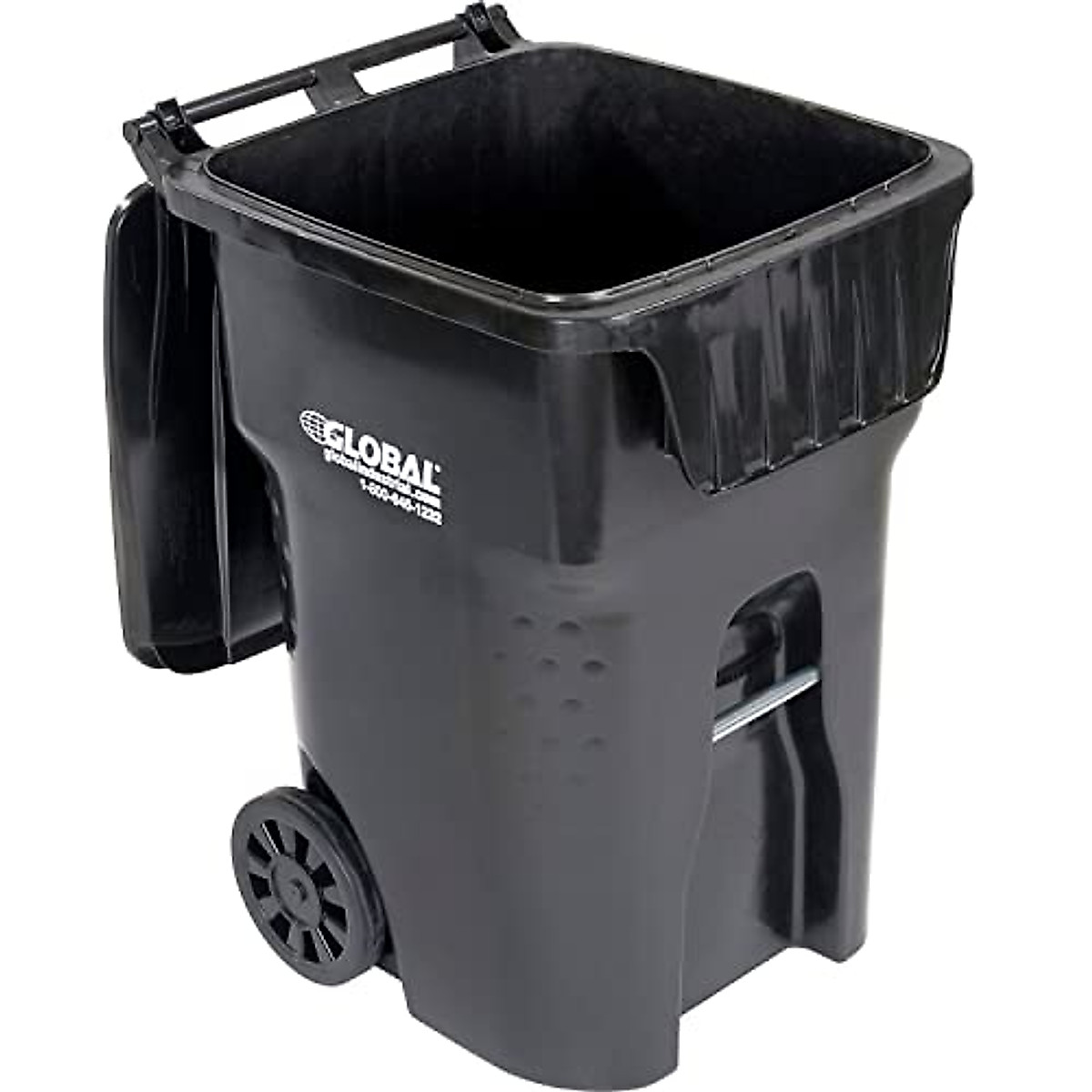 Global Industrial Mobile Heavy Duty Trash Container, 95 Gallon, Black